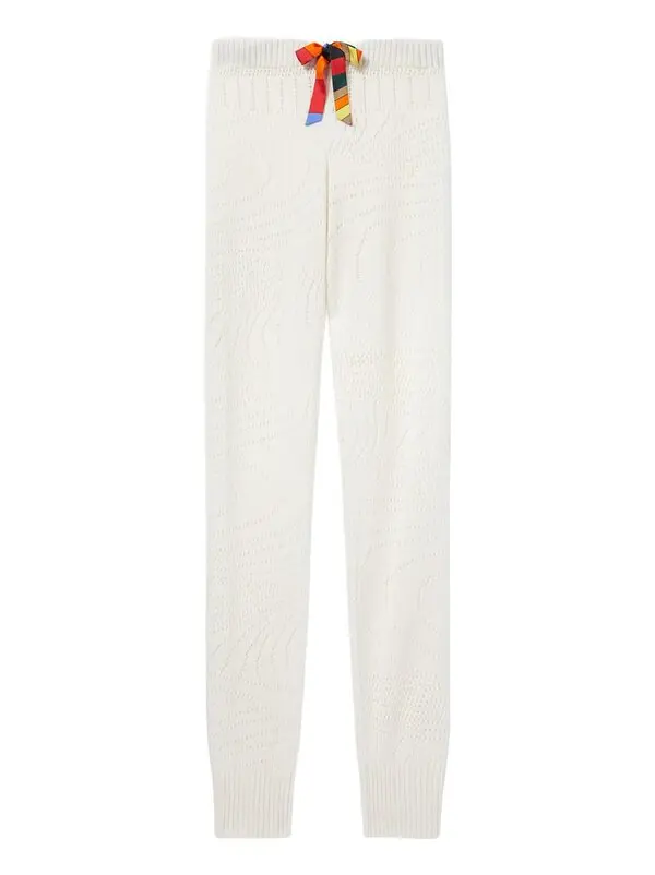 Emilio Pucci Pointelle Knit Cashmere Sweatpants - White