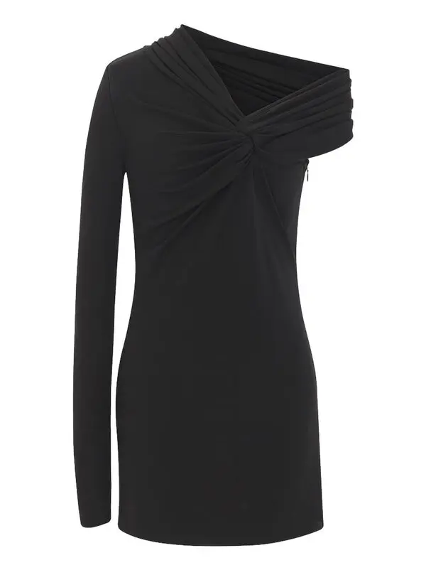 Saint Laurent Asymmetric Mini Dress - Black