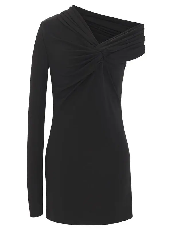 Saint Laurent Asymmetric Mini Dress - Black