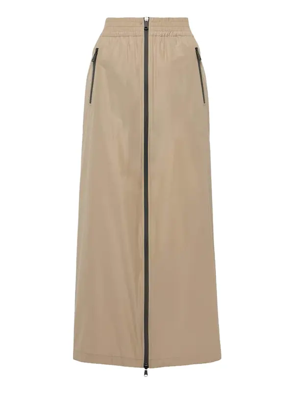 Brunello Cucinelli Zip-up Taffeta Maxi Skirt - Brown