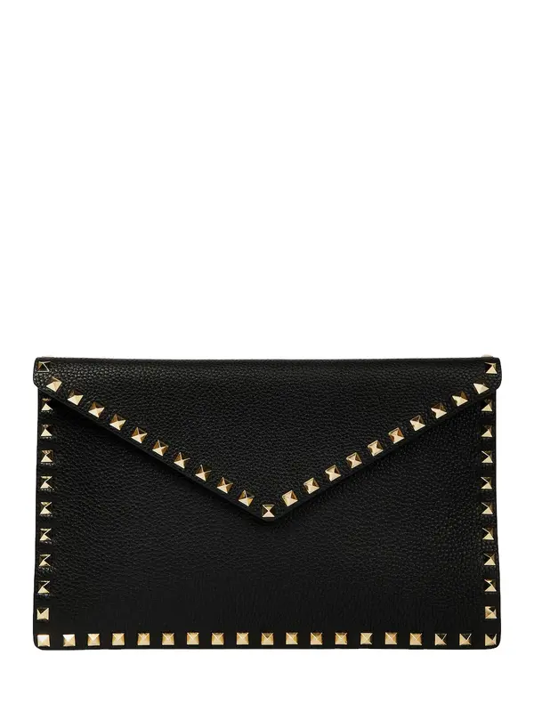 Valentino Garavani Rockstud Leather Clutch - Black