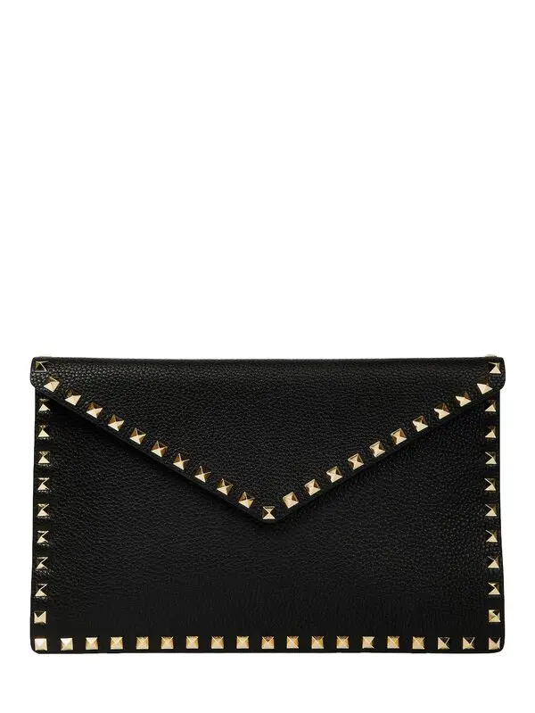 Valentino Garavani Rockstud Leather Clutch - Black