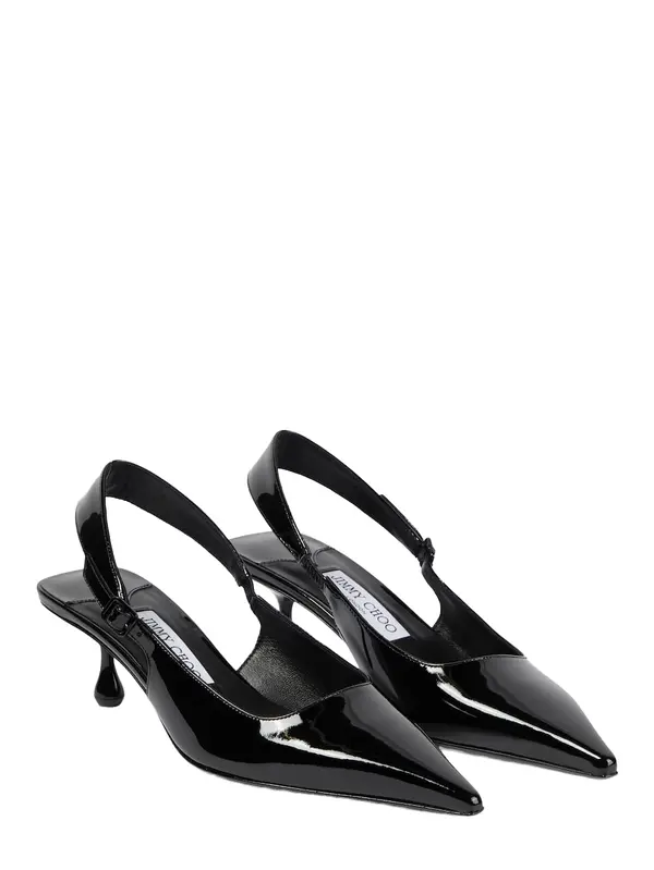 JIMMY CHOO Amel 50 Leather Slingback Pumps - Black