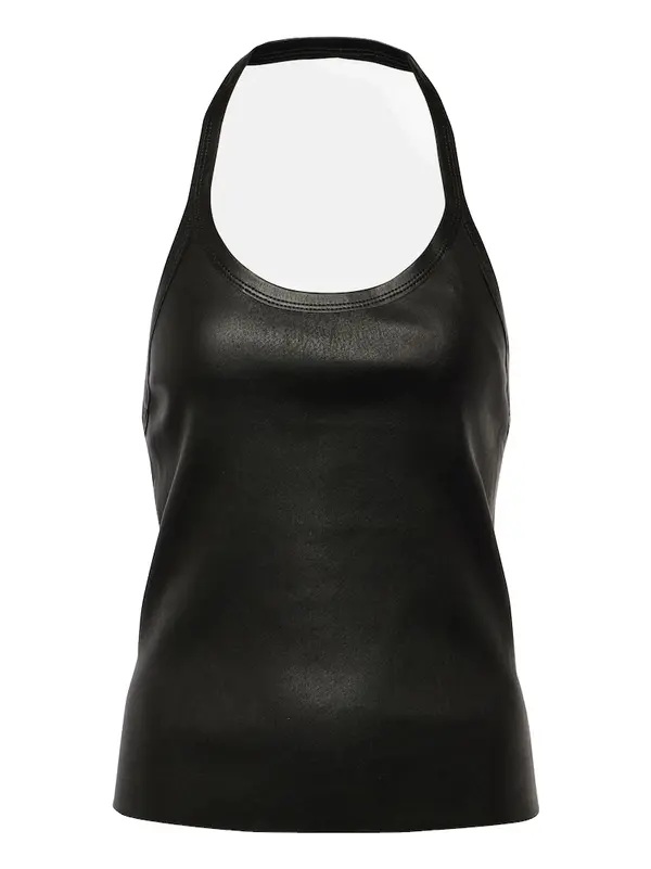 Stouls Cherry Halterneck Leather Top - Black