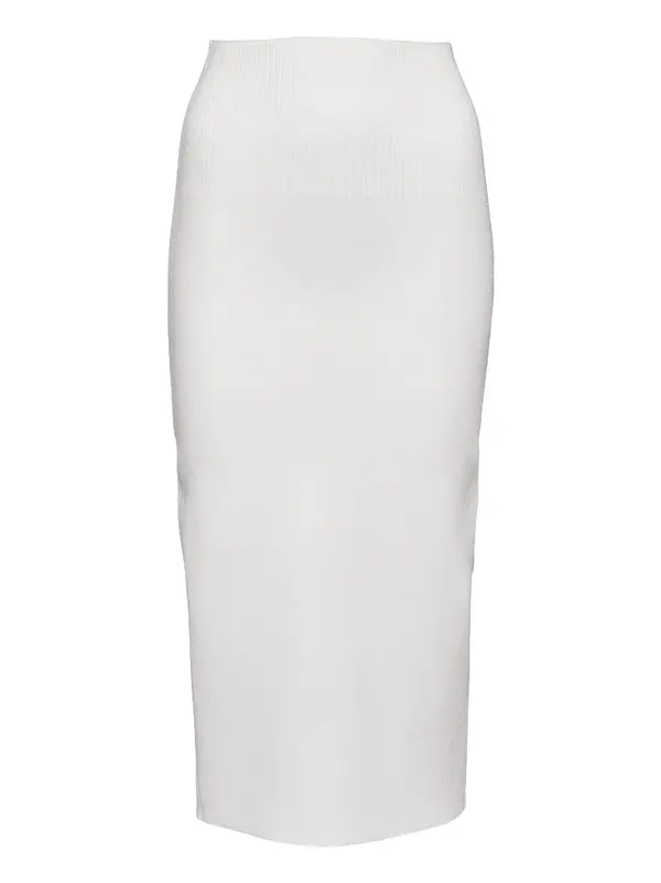 Victoria Beckham Ribbed-knit High-rise Midi Skirt - White