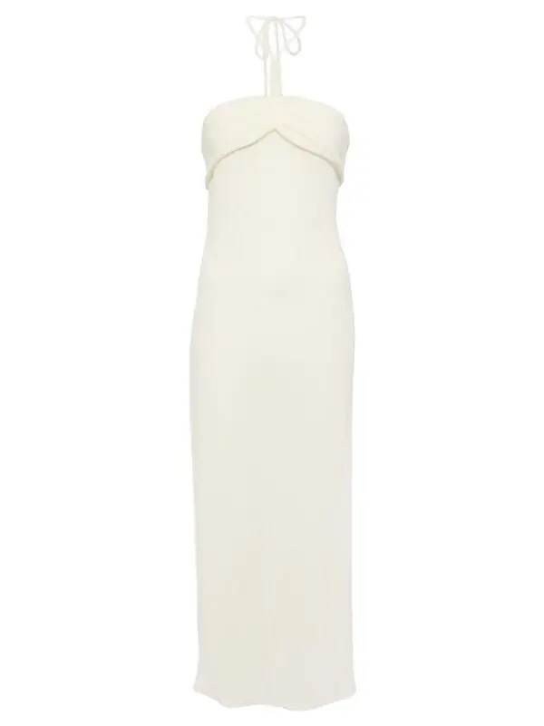 Magda Butrym Pearl-detail Halterneck Midi Dress - White