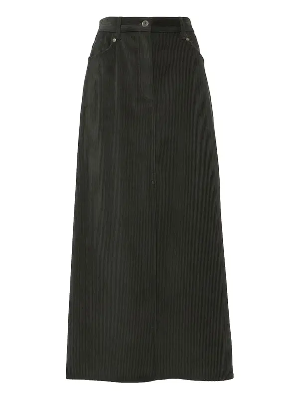 Brunello Cucinelli Cotton Corduroy Maxi Skirt - Black