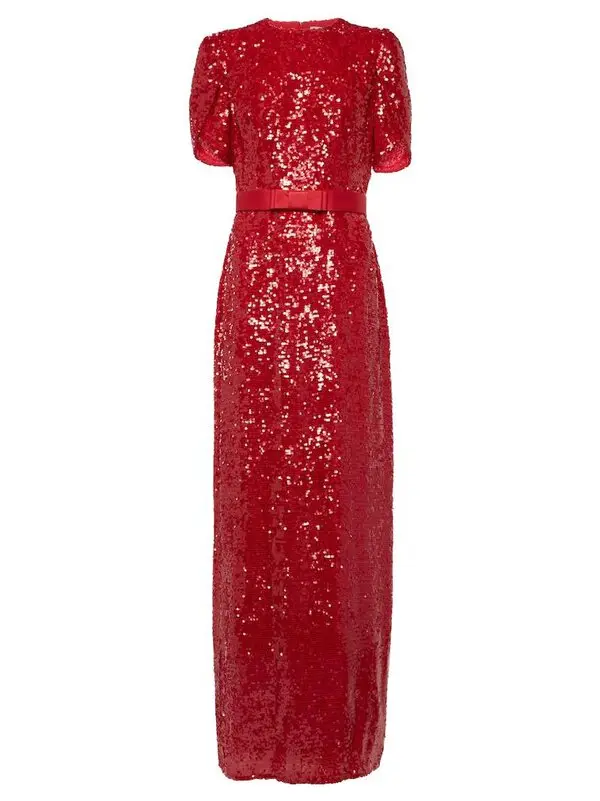 Erdem Bow-detail Sequined Maxi Dress - Red