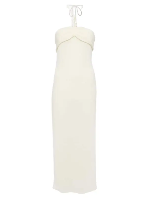 Magda Butrym Pearl-detail Halterneck Midi Dress - White