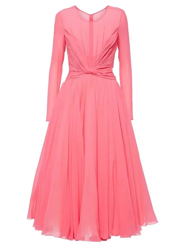 Giambattista Valli Silk Georgette Midi Dress - Pink