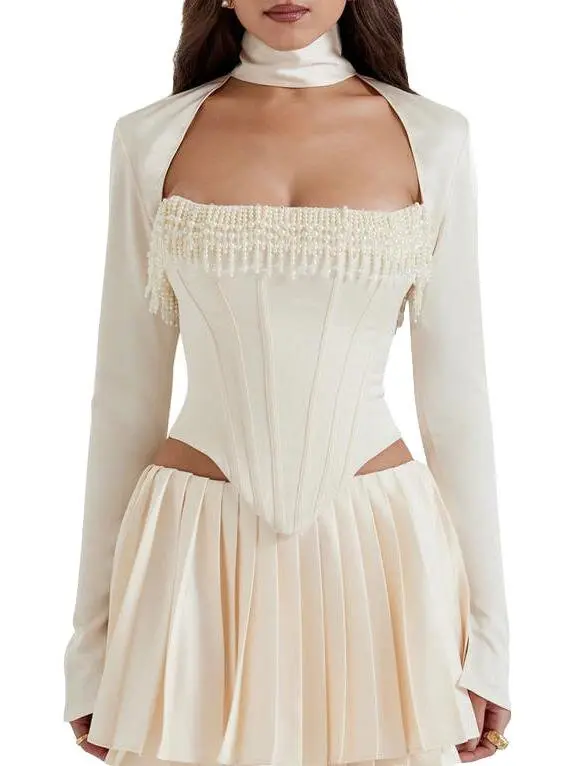 House Of Cb Aubrie Corset Top - Vintage Cream