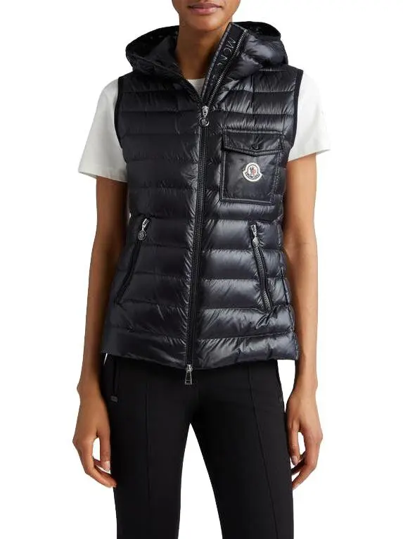 Moncler Glygos Hooded Down Vest - Black