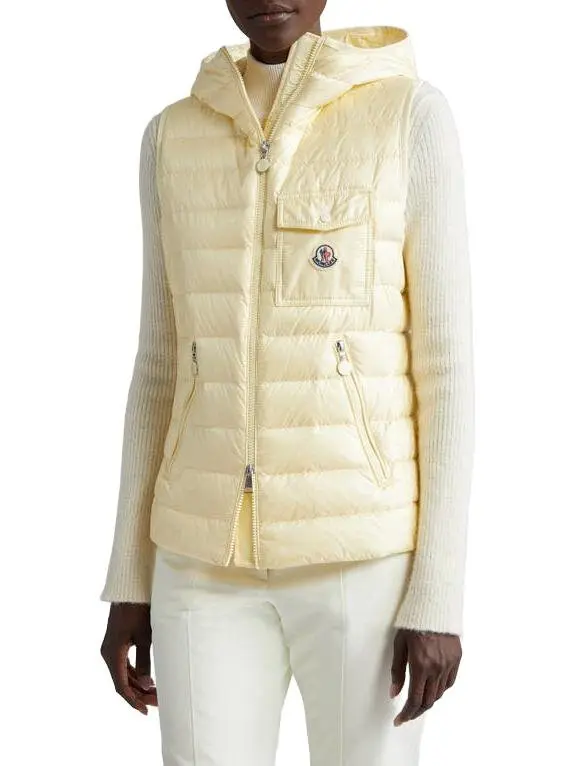 Moncler Glygos Hooded Down Vest - Yellow