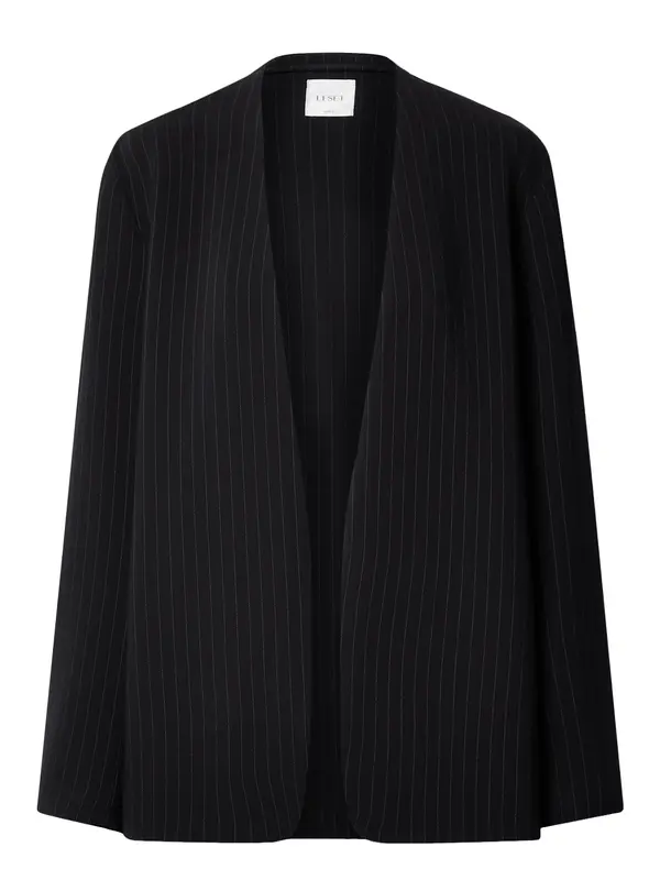 LESET Arielle Pinstriped Crepe Blazer - Black
