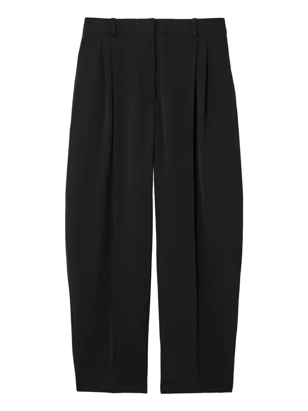 Stella McCartney - Cropped Pleated Wool-Blend Tapered Trousers