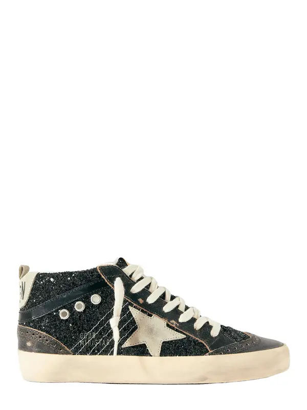 GOLDEN GOOSE Mid Star Distressed Sneakers - Black