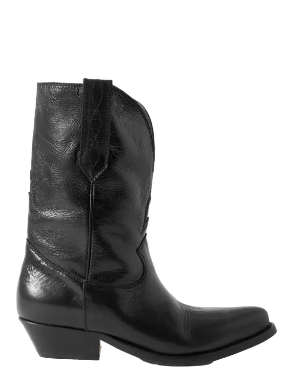 golden goose - Golden Goose Low Wish Star Textured-leather Cowboy Boots