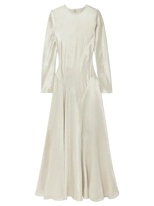 ABADIA Yara Hammered-satin Gown - Silver
