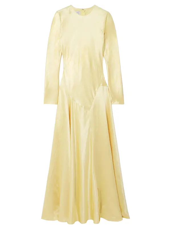 ABADIA Yara Hammered-satin Gown - Yellow