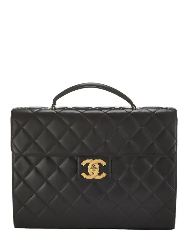 Chanel Quilted Lambskin Briefcase - Black