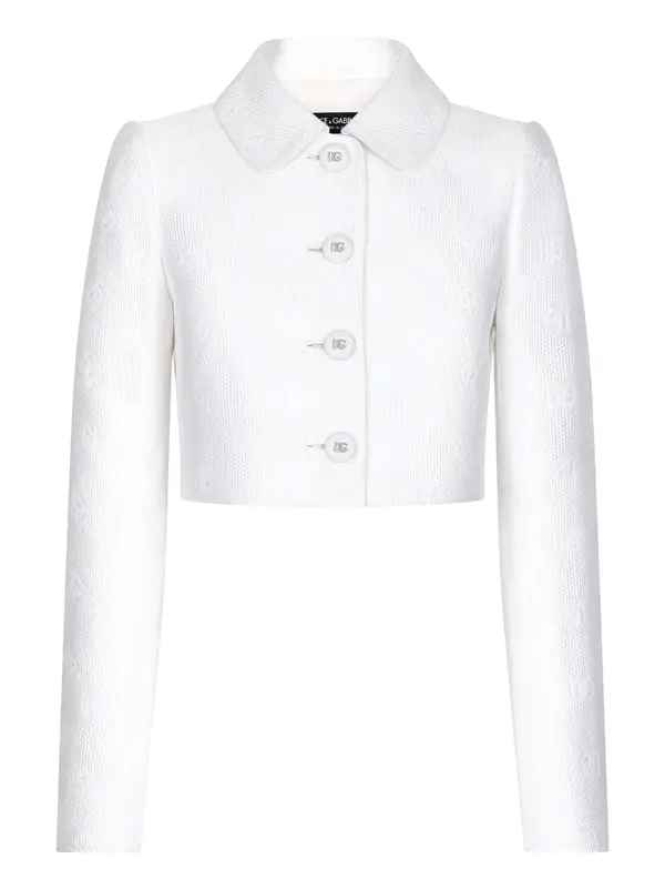 Dolce & Gabbana Monogram Jacquard Cropped Jacket - White