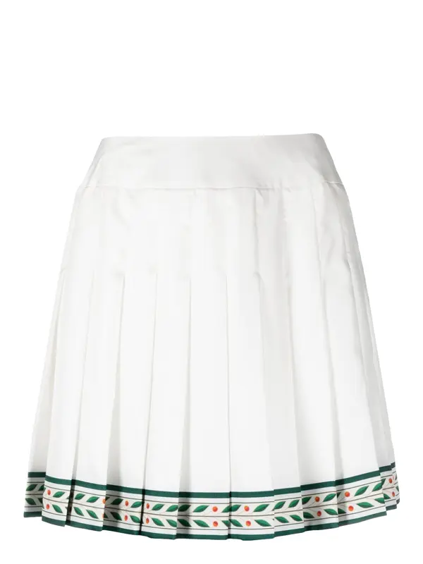 Casablanca Laurel Pleated Miniskirt - White