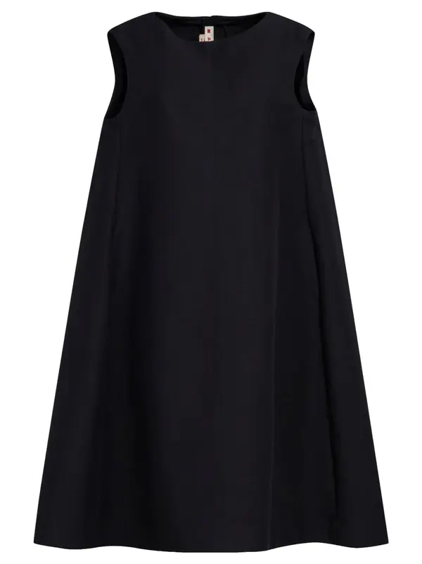 Marni Flared Cotton Midi Dress - Black