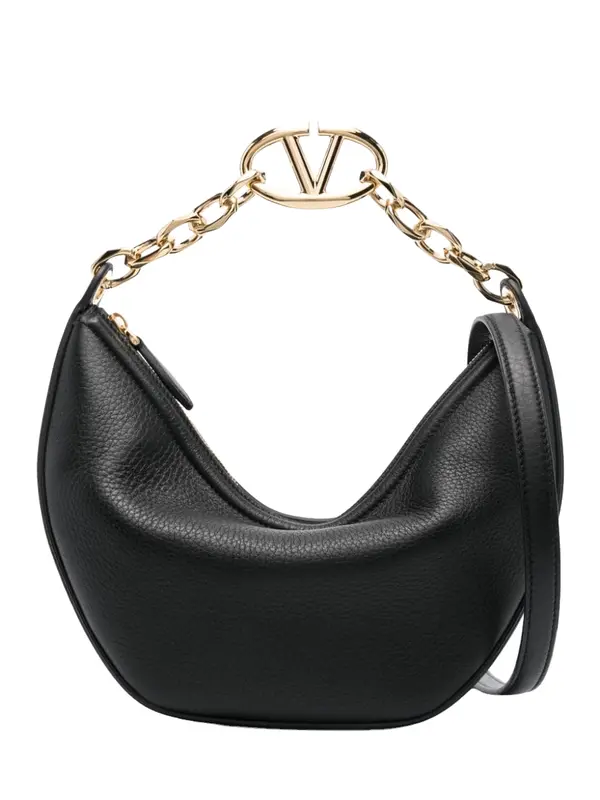 Valentino Garavani Vlogo Leather Shoulder Bag - Black