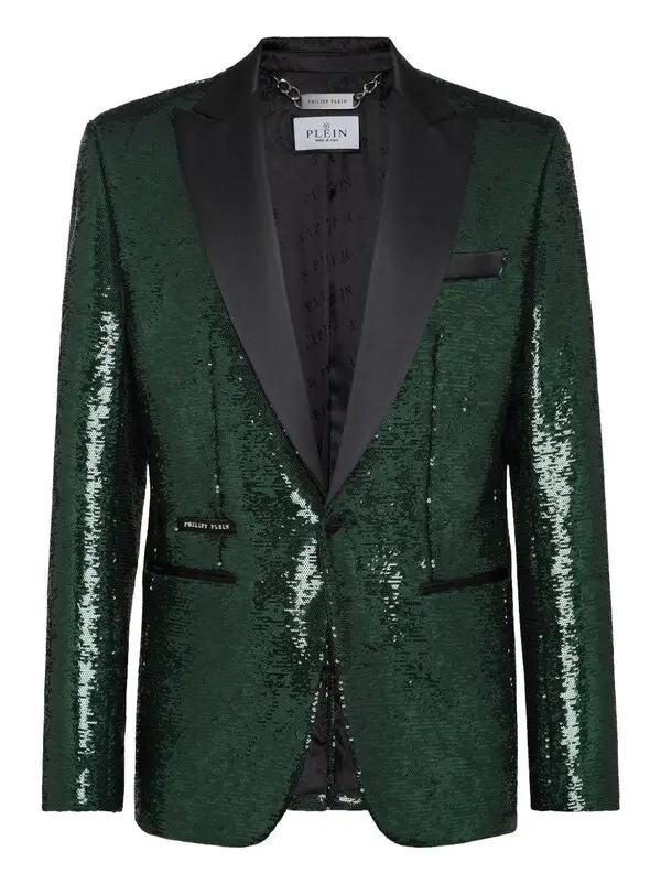 Philipp Plein Sequin-design Single-breasted Blazer - Green