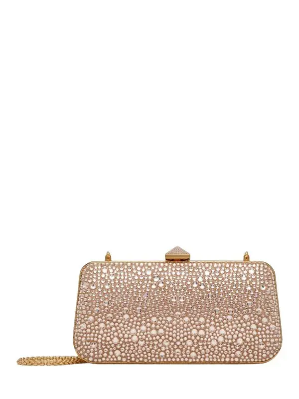 Valentino Garavani Rhinestone-embellished Clutch - Gold