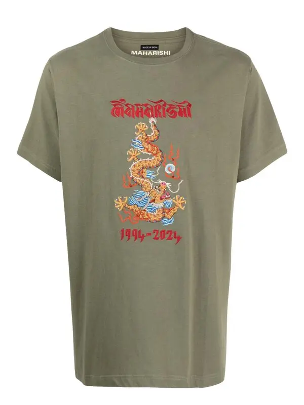 MAHARISHI Dragon-print Organic-cotton Shirt - Green