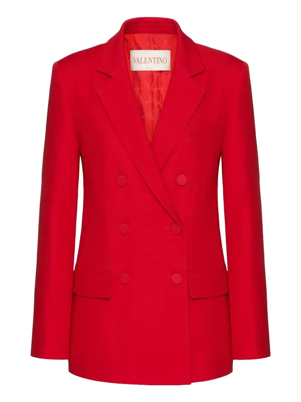 Valentino Garavani Crepe Couture Double-breasted Blazer - Red