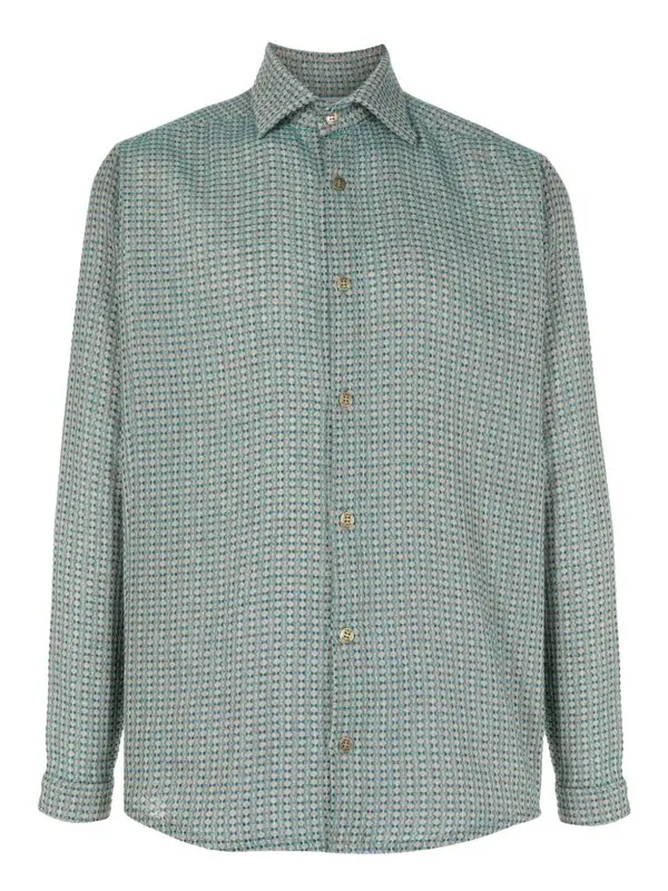 AMIR SLAMA Logo-engraved Jacquard Shirt - Green