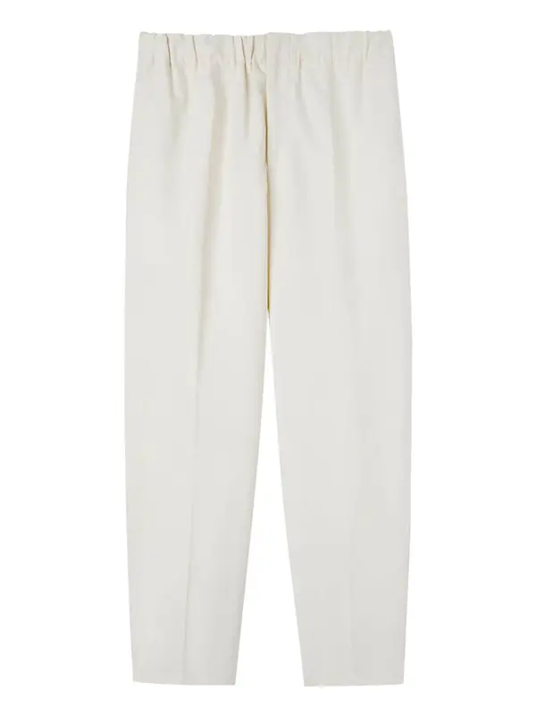 JIL SANDER Elasticated-waistband Cotton Trousers - White