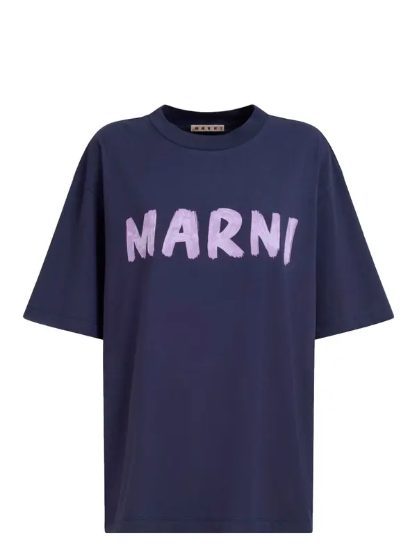 Marni Logo-print Cotton T-shirt - Blue