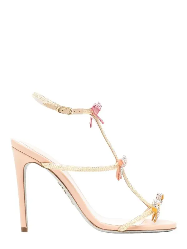 Rene Caovilla Caterina 100mm Leather Sandals - Neutrals