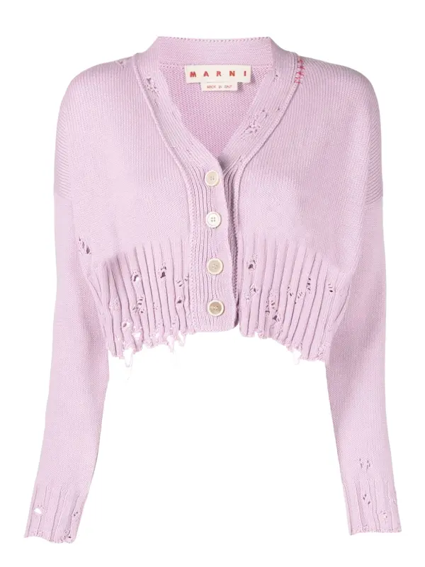 Marni V-neck Cotton Cardigan - Pink