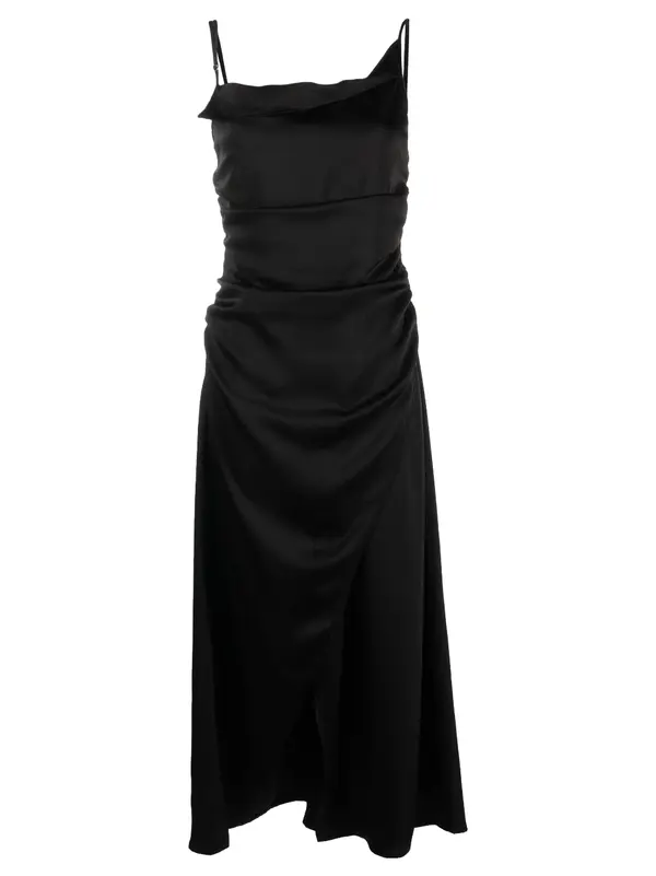 HAN KJØBENHAVN Satin-finish Ruched Dress - Black