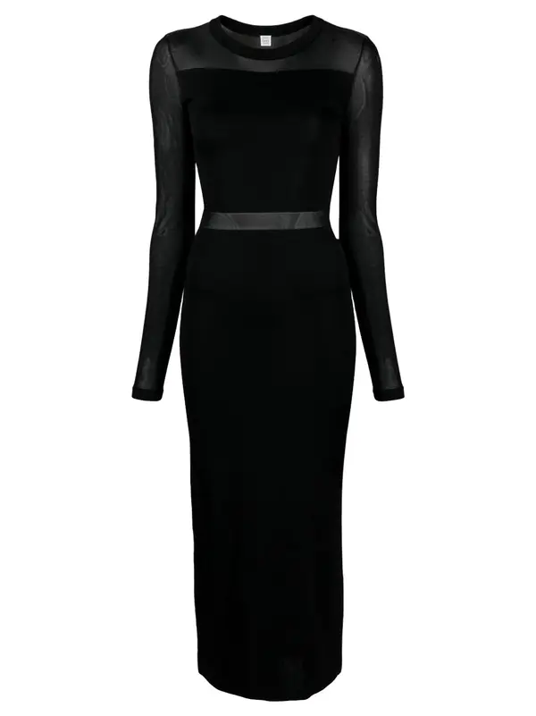 TOTEME Semi-sheer Fine-knit Long Dress - Black