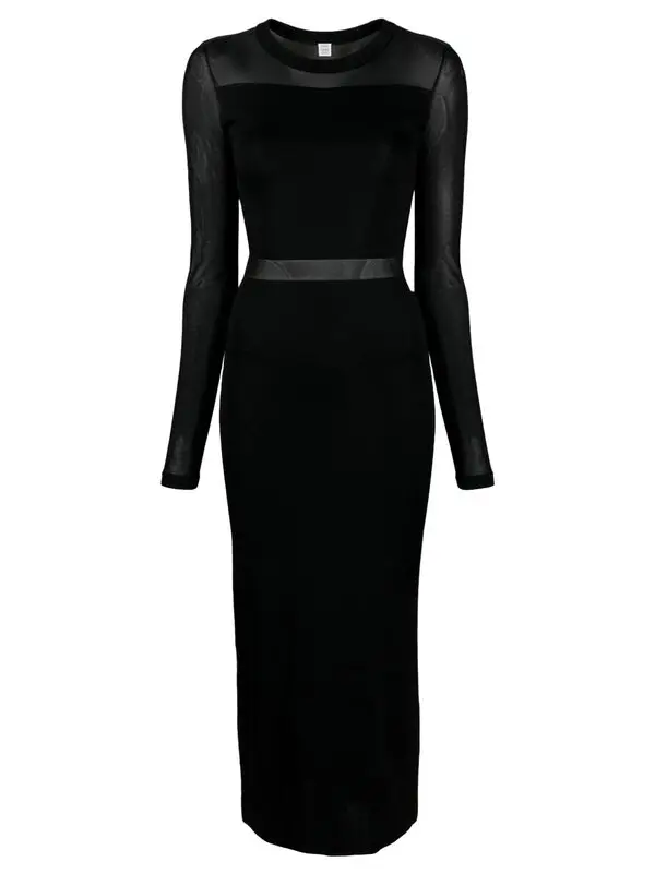 TOTEME Semi-sheer Fine-knit Long Dress - Black