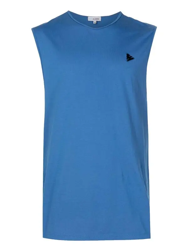 AMIR SLAMA Logo-plaque Cotton Tank Top - Blue