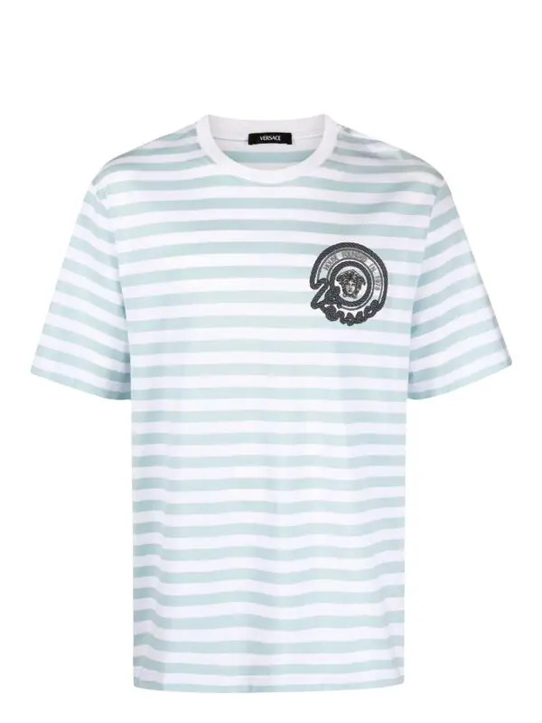 Versace Nautical Stripe Cotton T-shirt - Blue