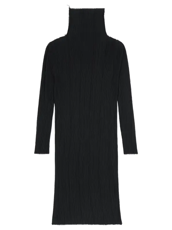 MAISON MARGIELA Long Sleeve Plissé Midi Dress - Black