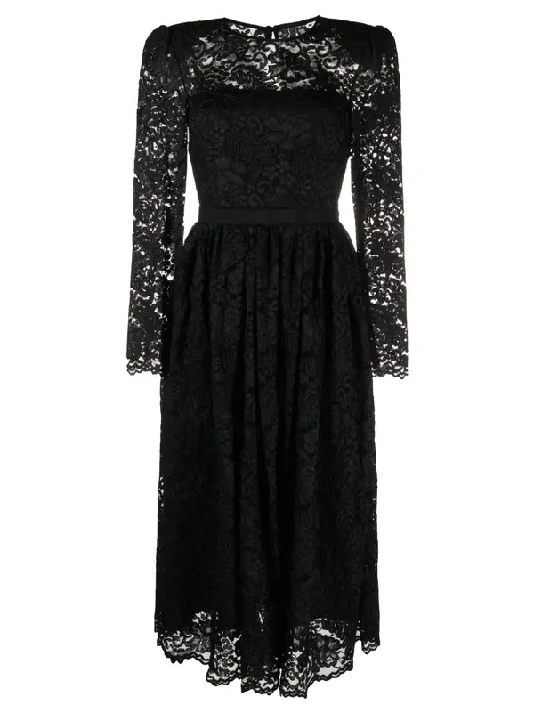 SELF-PORTRAIT Floral-lace Dress With Detachable Belt - Black
