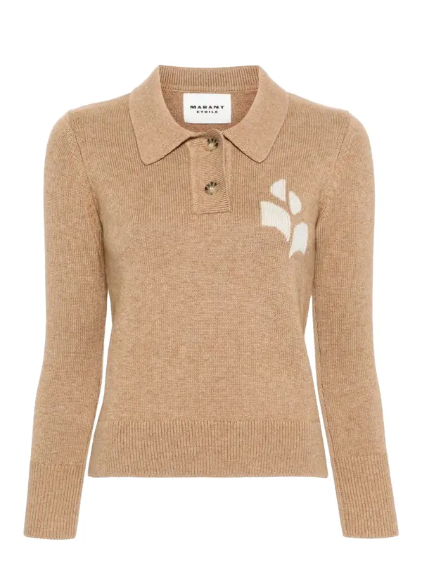 MARANT ETOILE Nola Knitted Polo Sweatshirt - Brown