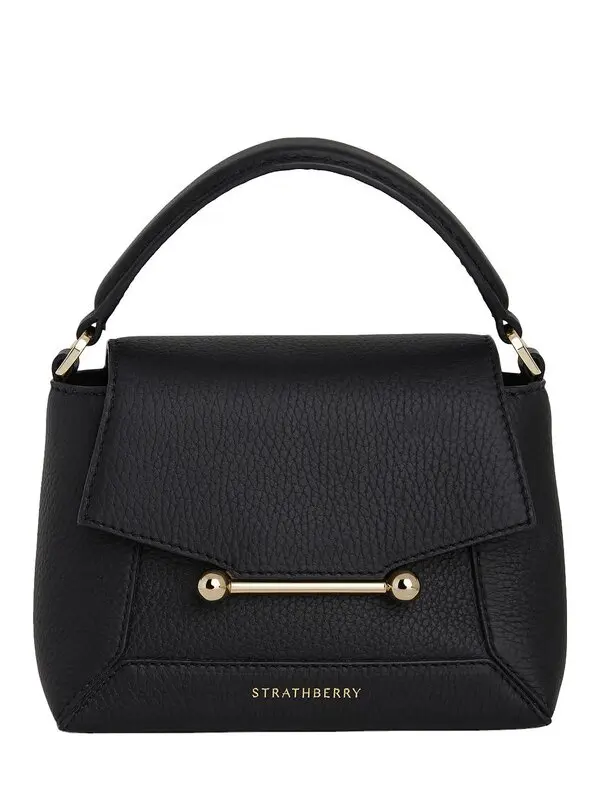 Strathberry Mini Mosaic Leather Top Handle Bag - Black