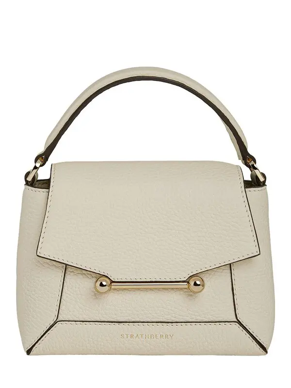 Strathberry Mini Mosaic Leather Top Handle Bag - Vanilla