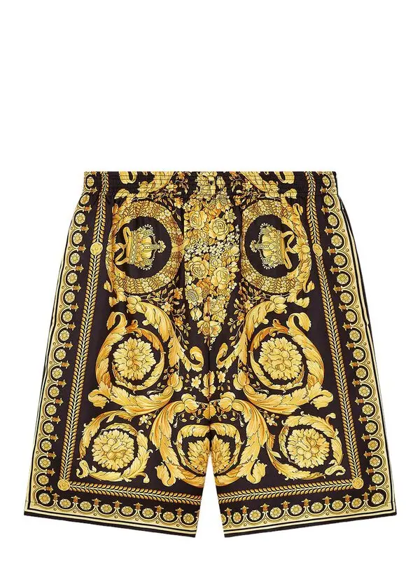 Versace Barocco Silk Twill Shorts - Black+print