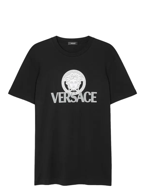 Versace Printed Cotton-jersey T-shirt - Black