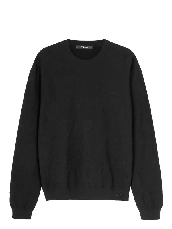 Versace Barocco Jacquard Knit Sweater - Black
